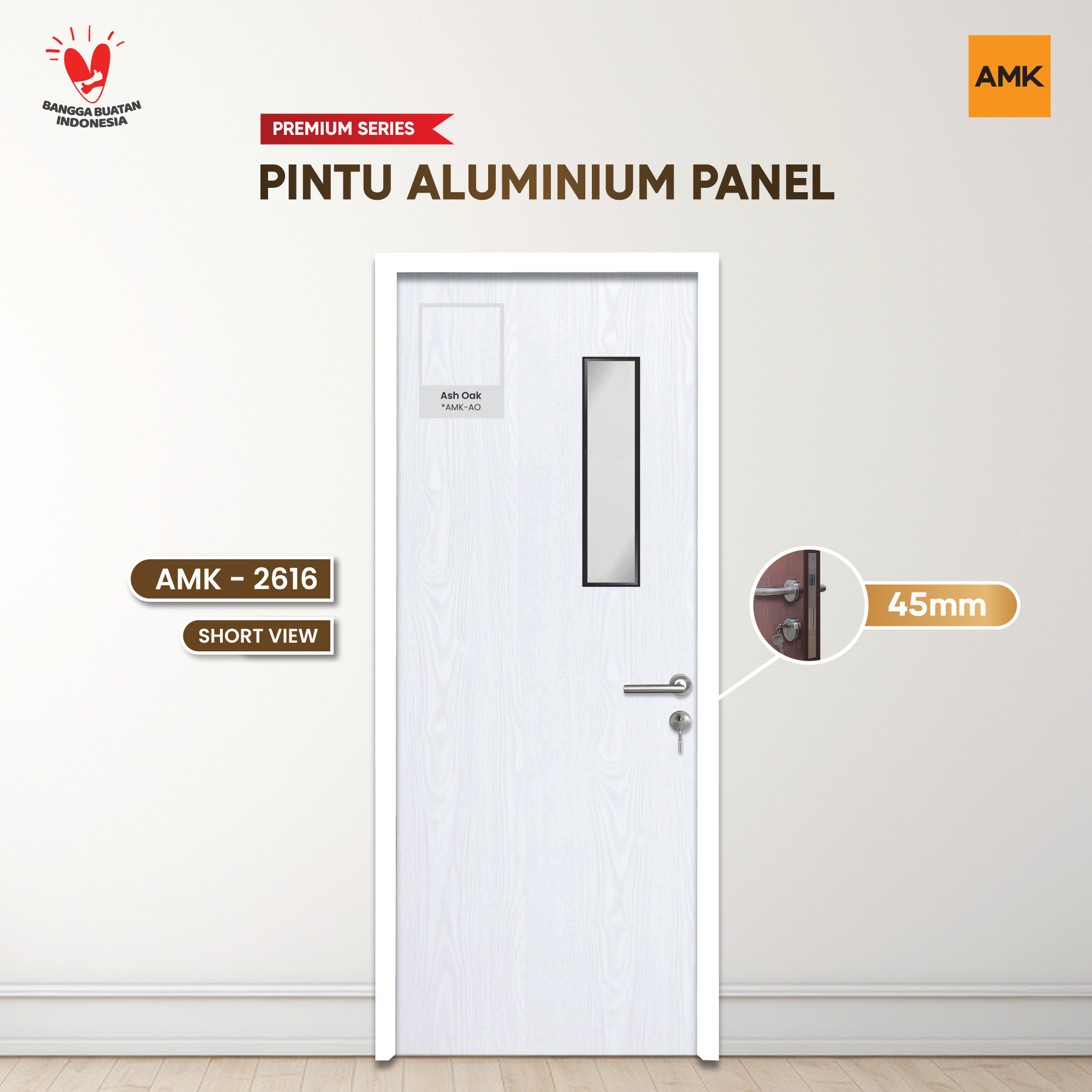 Pintu Aluminium AMK Short View 2616 - Ash Oak - PintuAMK.com
